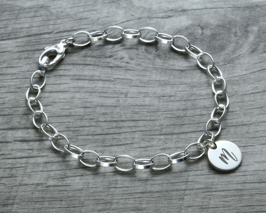 Personalized Initial Bracelet Sterling Silver Charm Bracelet - Etsy