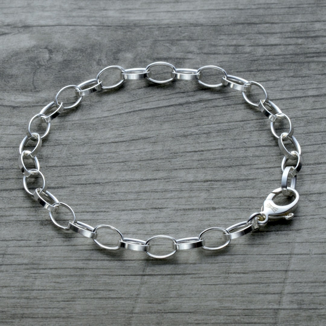 Sterling Silver Charm Bracelet, Dainty Bracelet for Girls, Petite Solid ...