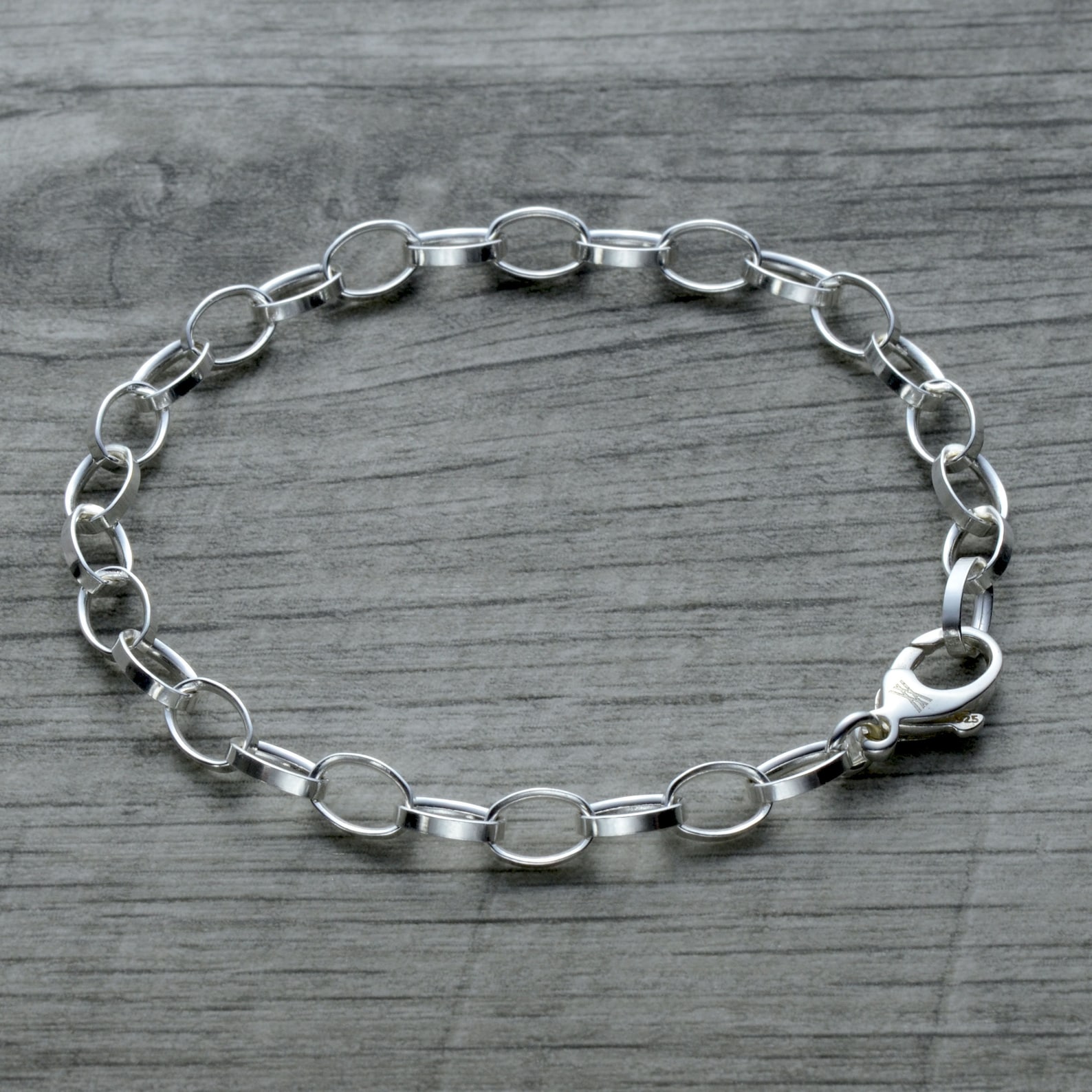 Sterling Silver Charm Bracelet, Dainty Bracelet for Girls, Petite Solid ...