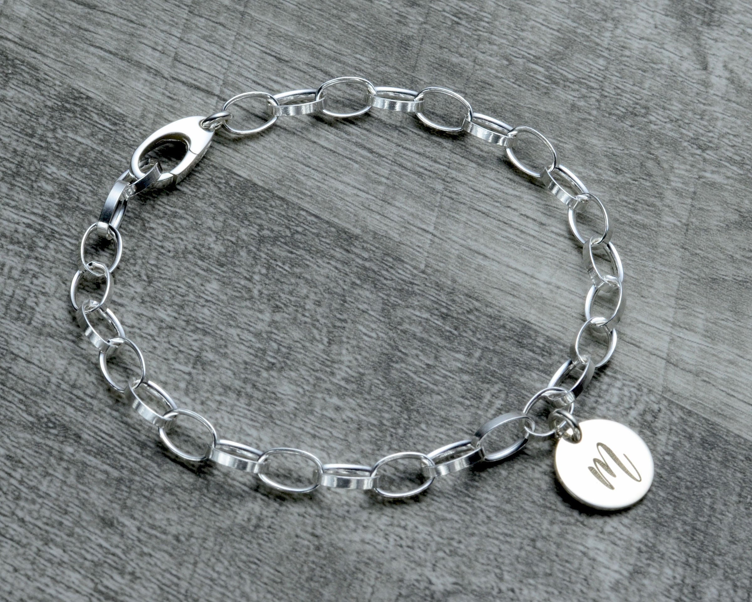 Personalized Initial Bracelet Sterling Silver Charm Bracelet | Etsy