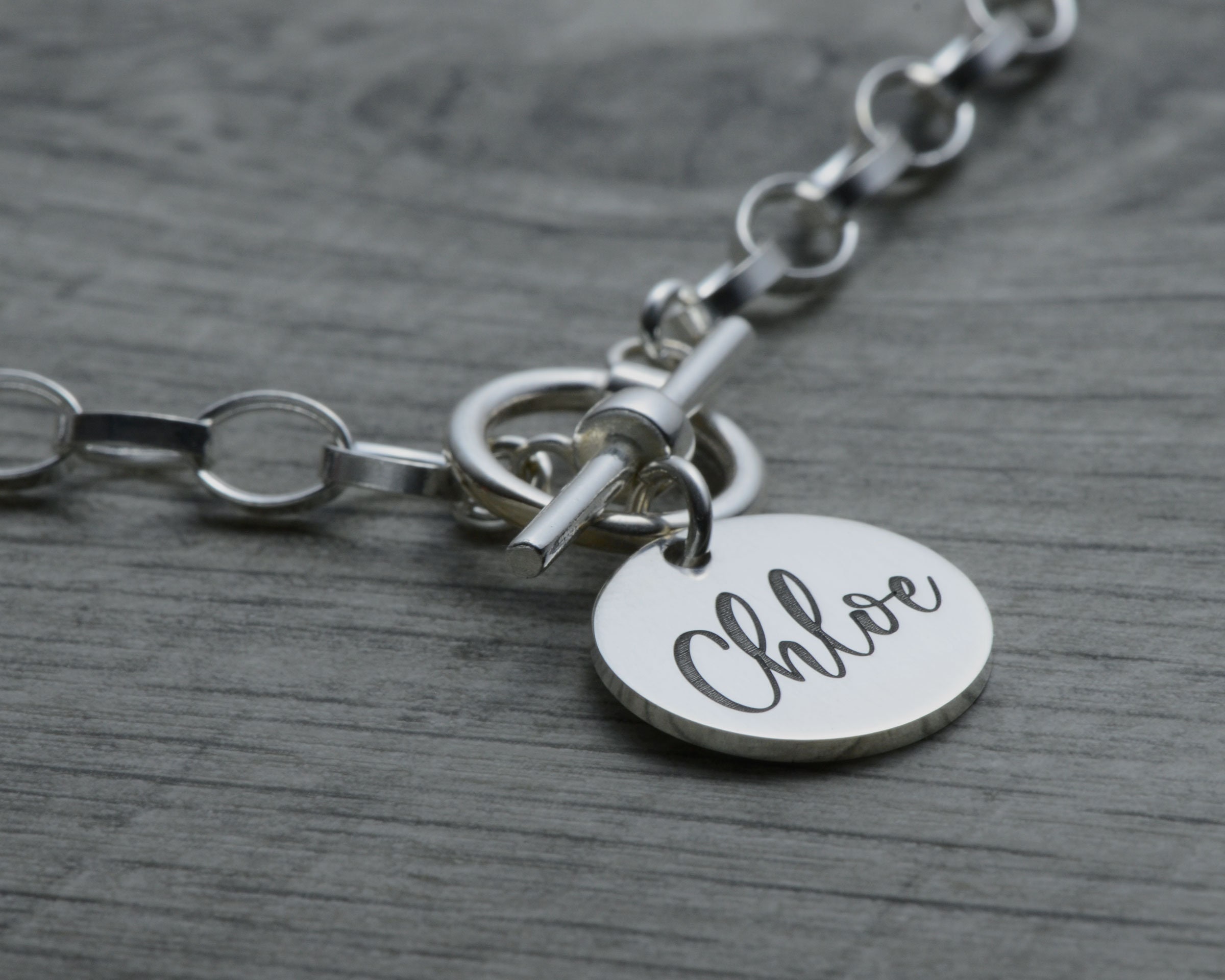 Personalized Choker Necklace in Sterling Silver Dangling | Etsy