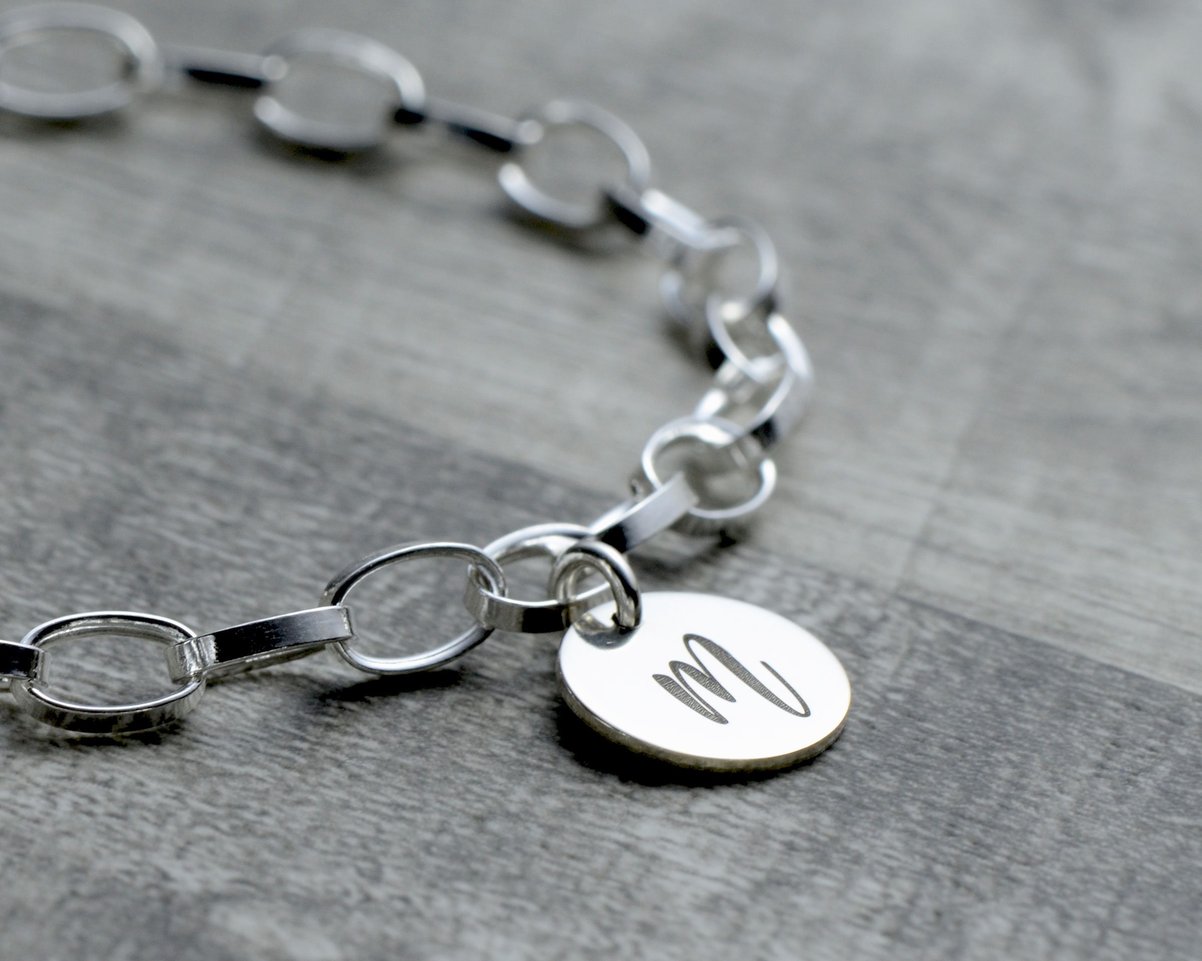 Personalized Initial Bracelet, Sterling Silver Charm Bracelet ...