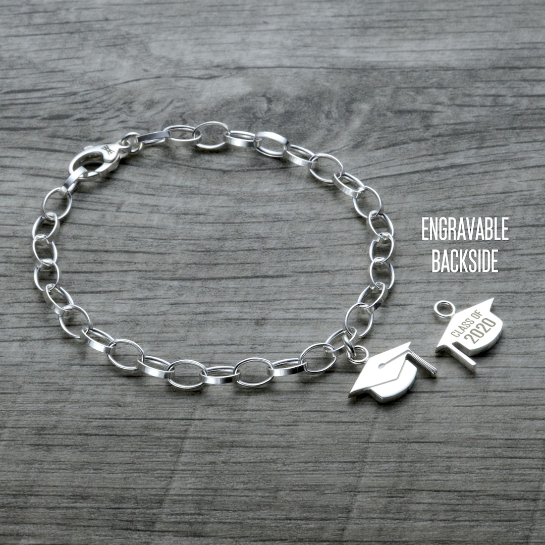 Personalized Graduation Bracelet, Sterling Silver Charm Bracelet ...