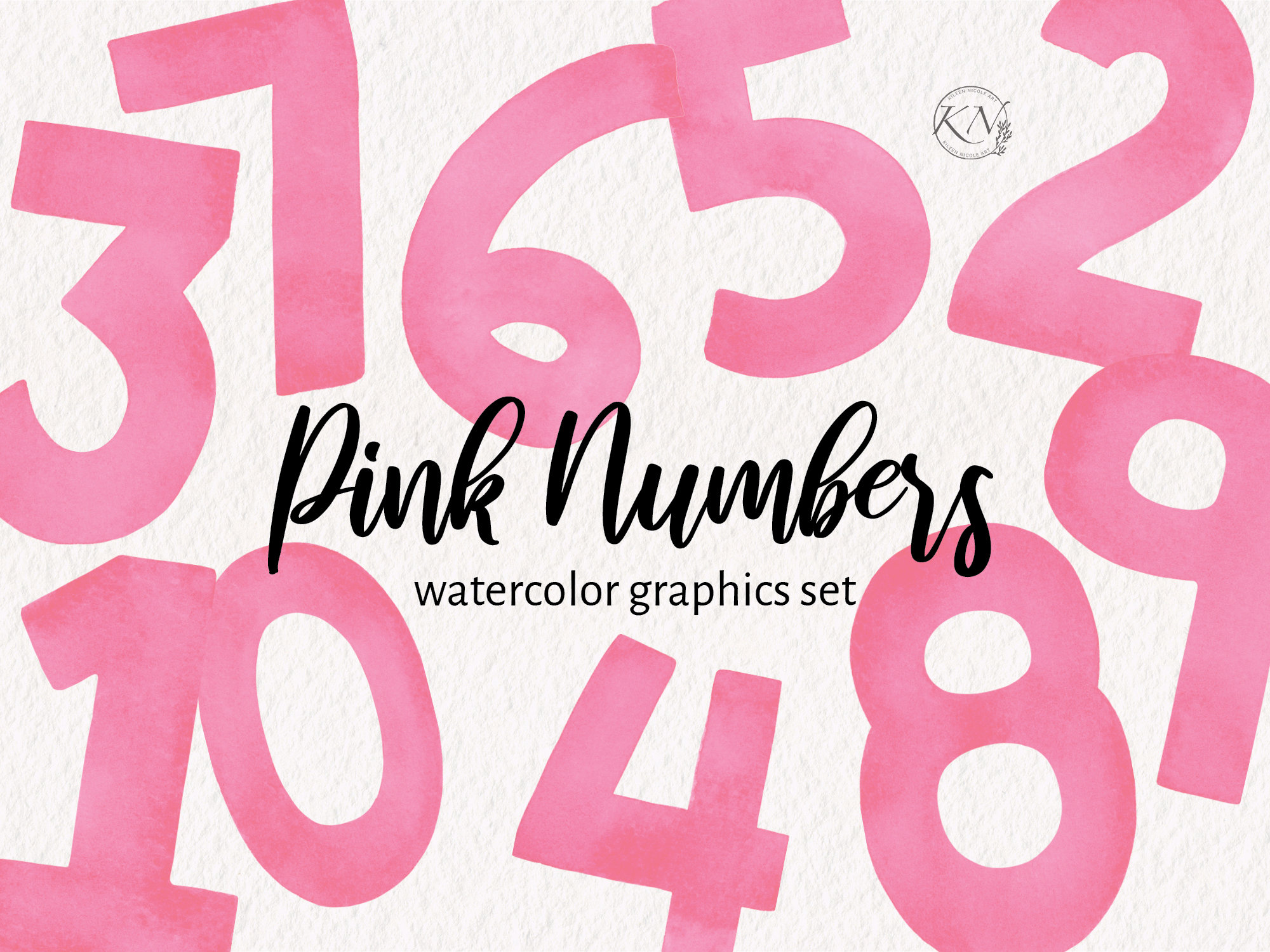 Pink Watercolor Numbers Clipart - PNG Instant Download - Number ...
