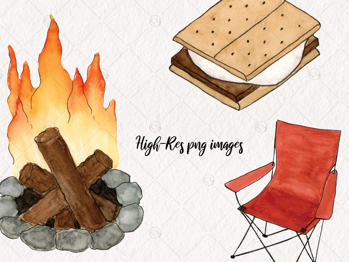 Watercolor Camping Clipart PNG Instant Download Tent - Etsy