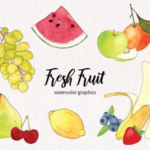 Watercolor Fruit Clipart – Fresh Summer Produce PNG (instant Download ...