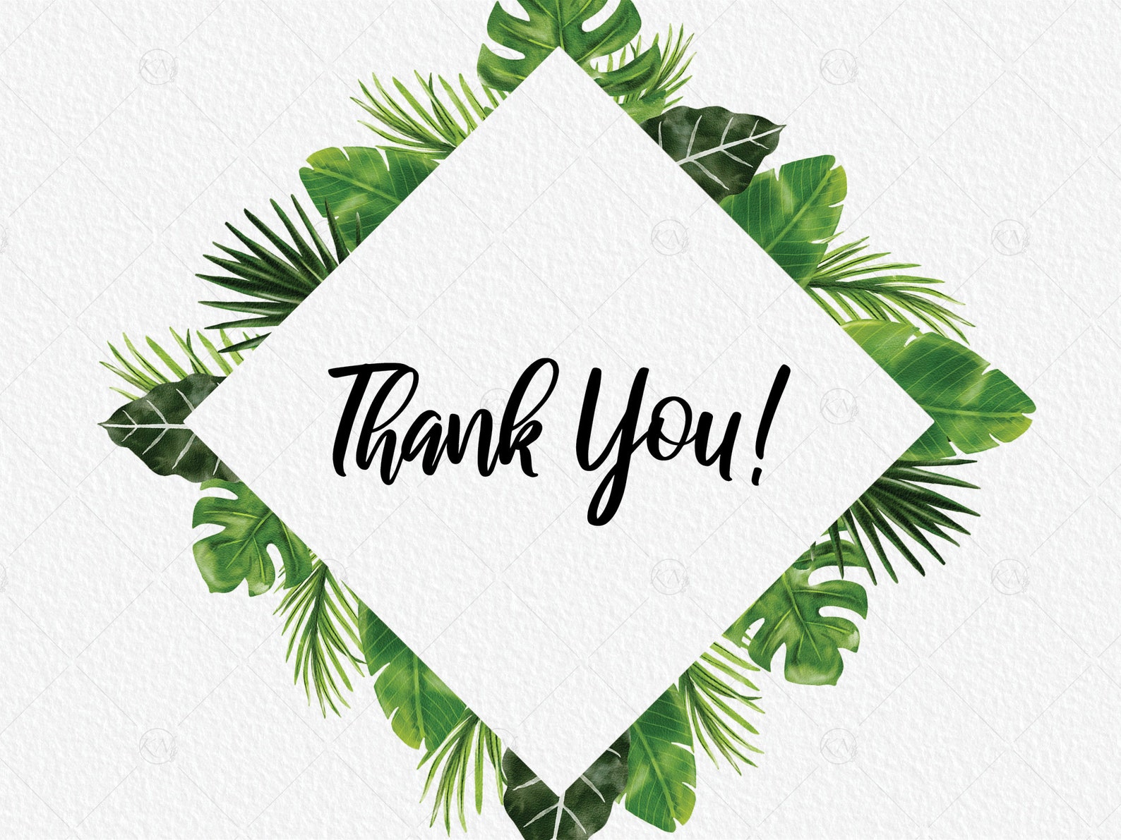 Tropical Leaves Watercolor Clipart - PNG Instant Download - Greenery ...