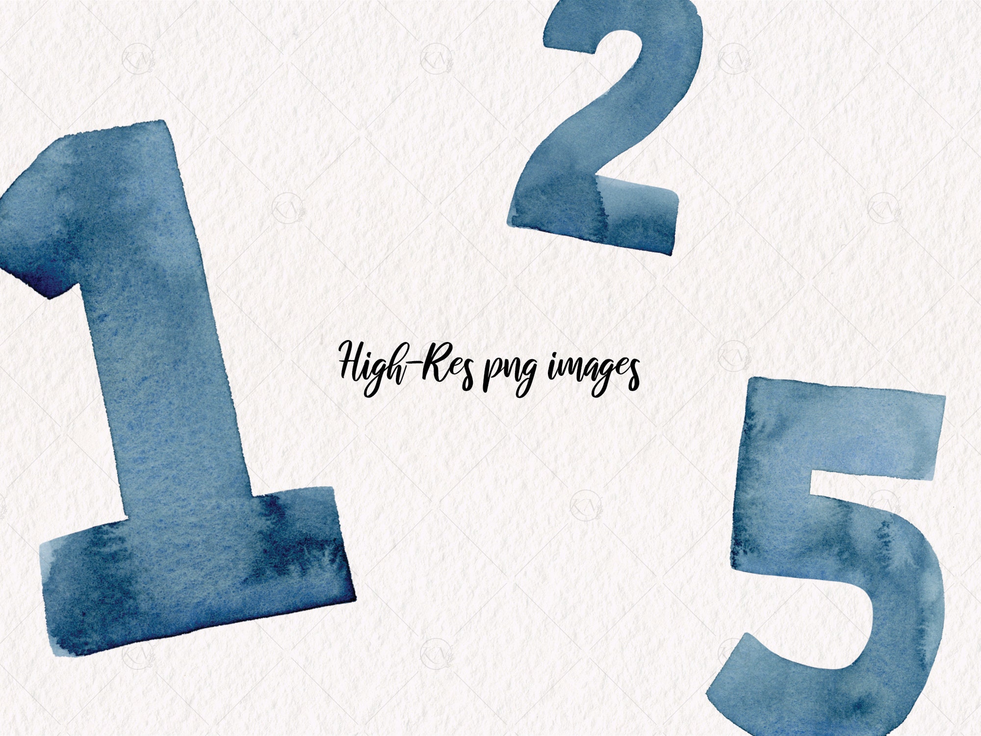 Indigo Dark Blue Watercolor Numbers Clipart - PNG Instant Download ...