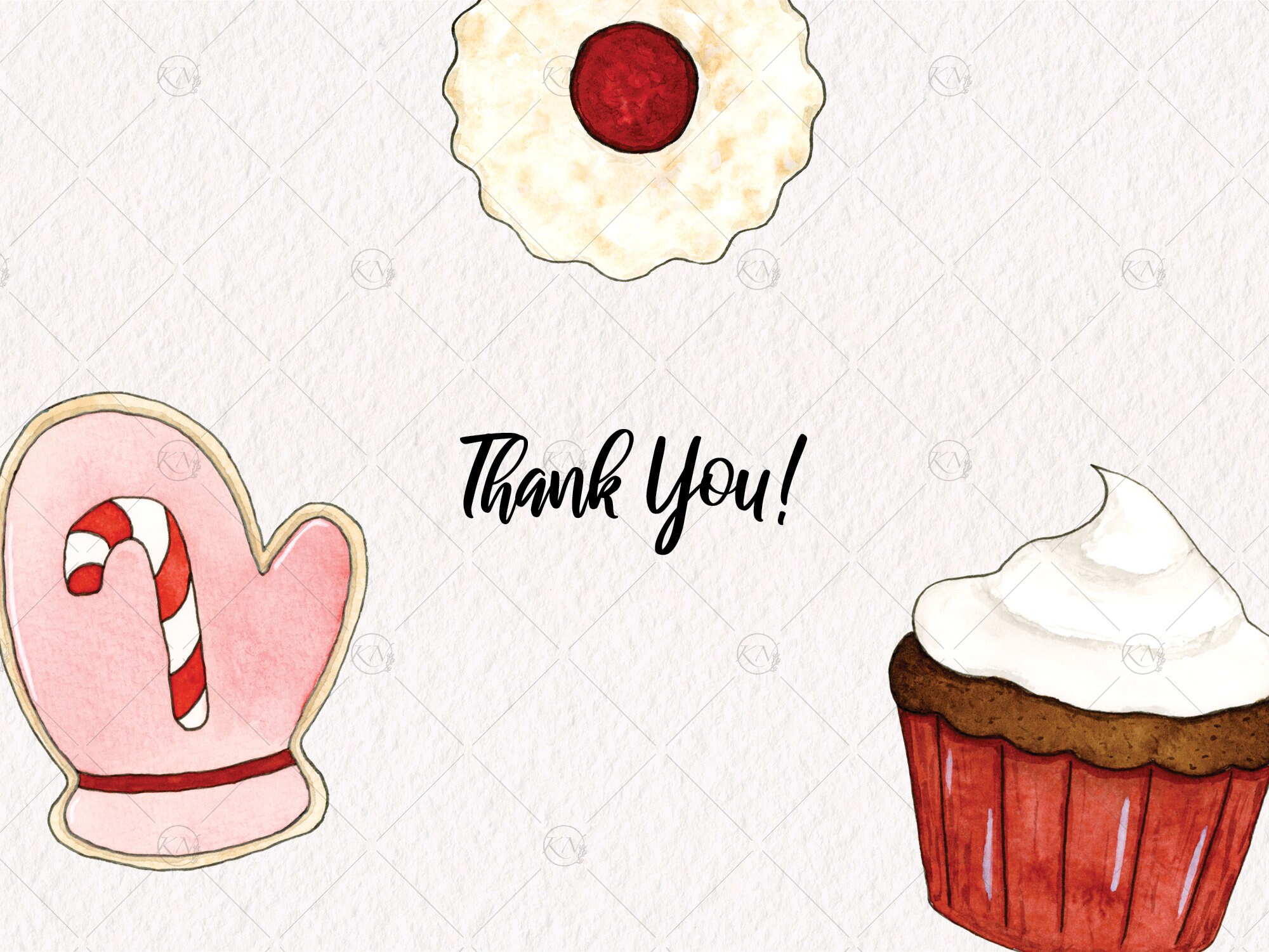 Christmas Treats Watercolor Clipart - PNG Instant Download - Xmas ...