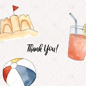 Watercolor Beach Day Clipart - PNG Instant Download - Summer - Vacation ...