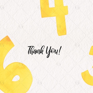 Yellow Watercolor Numbers Clipart – Hand-painted Graphics (PNG Instant ...