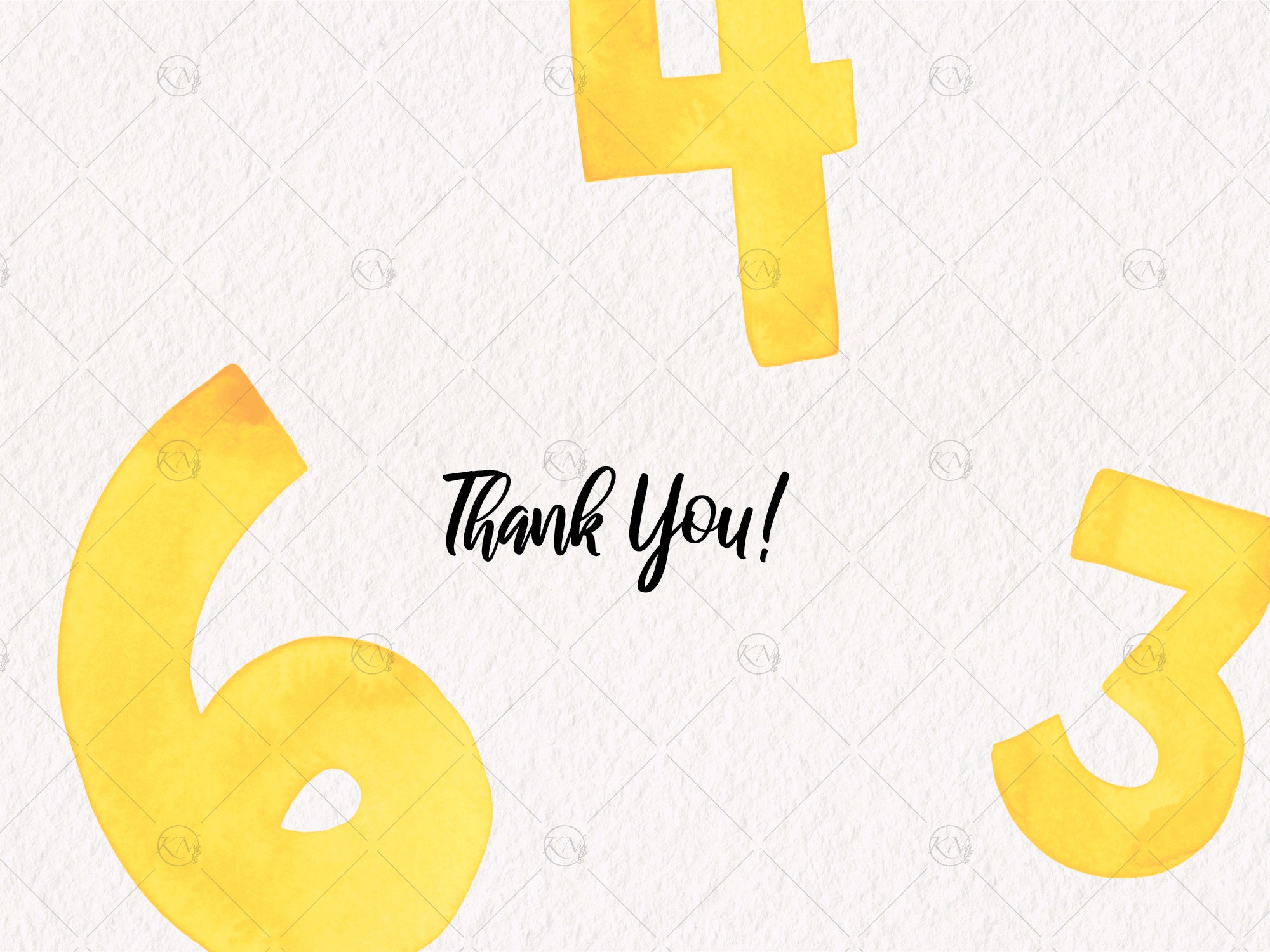 Yellow Watercolor Numbers Clipart PNG Instant Download - Etsy Canada