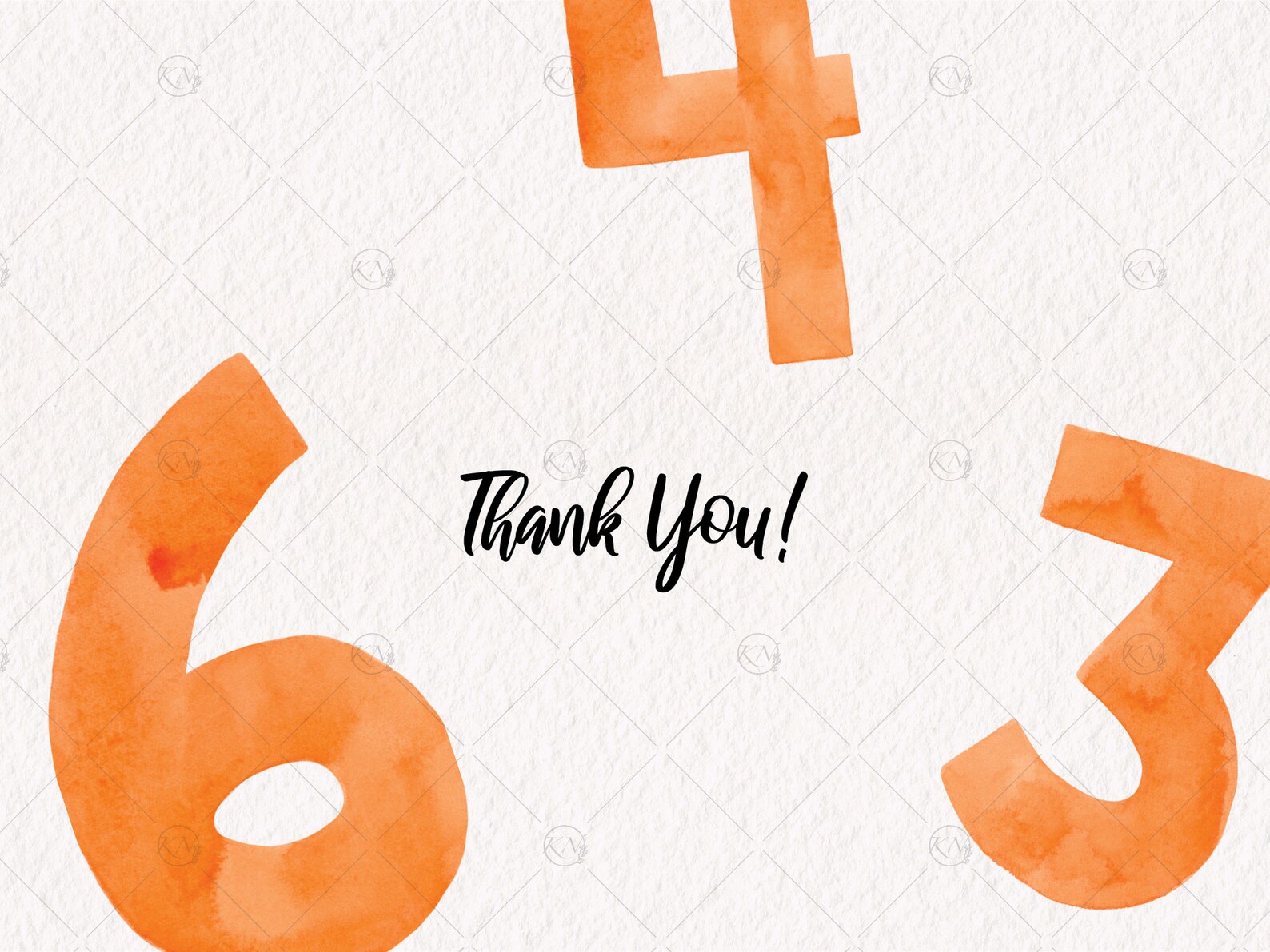 Orange Watercolor Number Clipart – Hand-painted Graphics (PNG, Digital ...