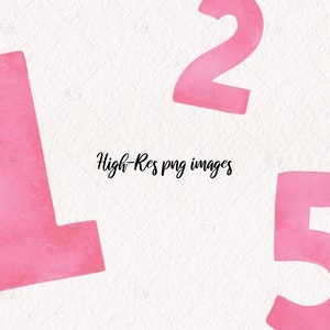Pink Watercolor Numbers Clipart - PNG Instant Download - Number ...