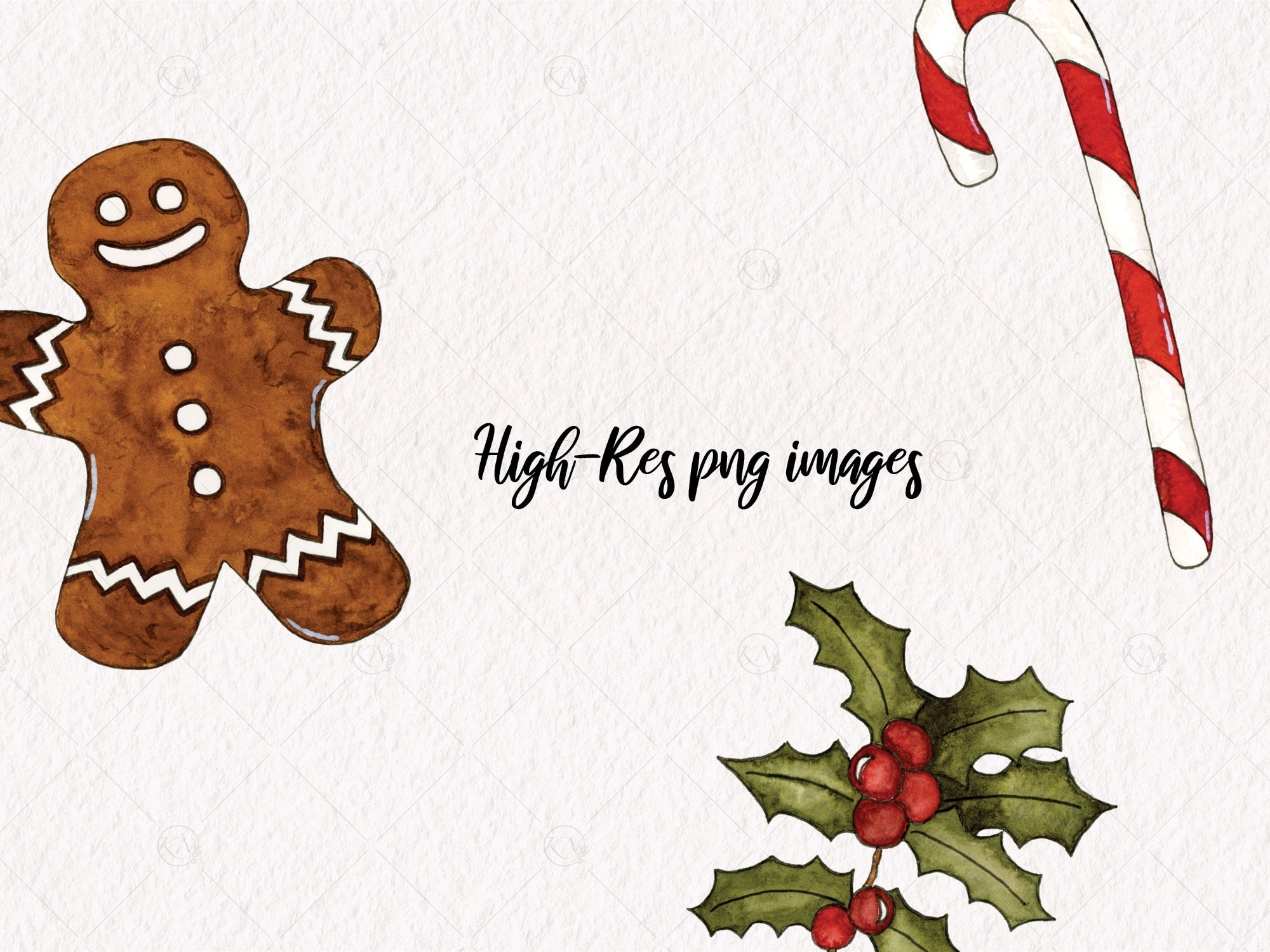 Christmas Treats Watercolor Clipart - PNG Instant Download - Xmas ...