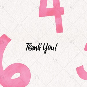 Pink Watercolor Numbers Clipart - PNG Instant Download - Number ...