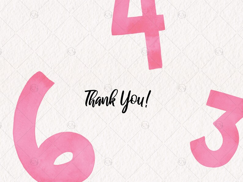 Pink Watercolor Number Clipart – Hand-painted Graphics (PNG Instant ...