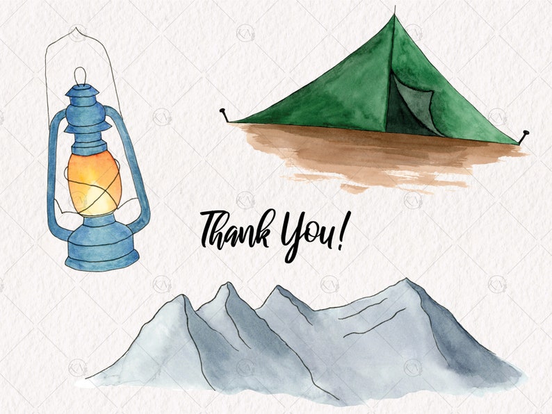 Watercolor Camping Clipart PNG Instant Download Tent - Etsy