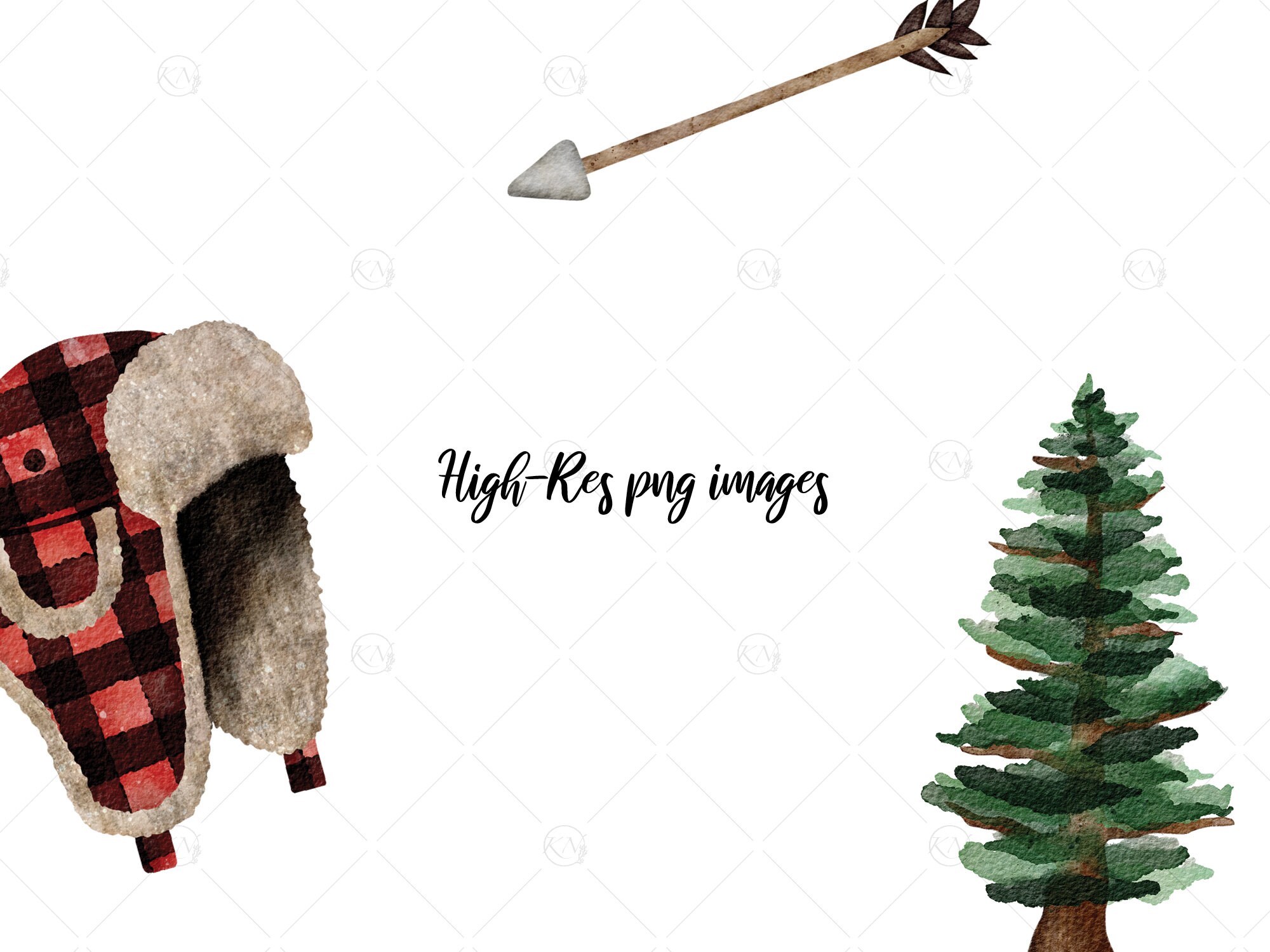 Lumberjack Theme Watercolor Clipart - PNG Instant Download - Buffalo ...