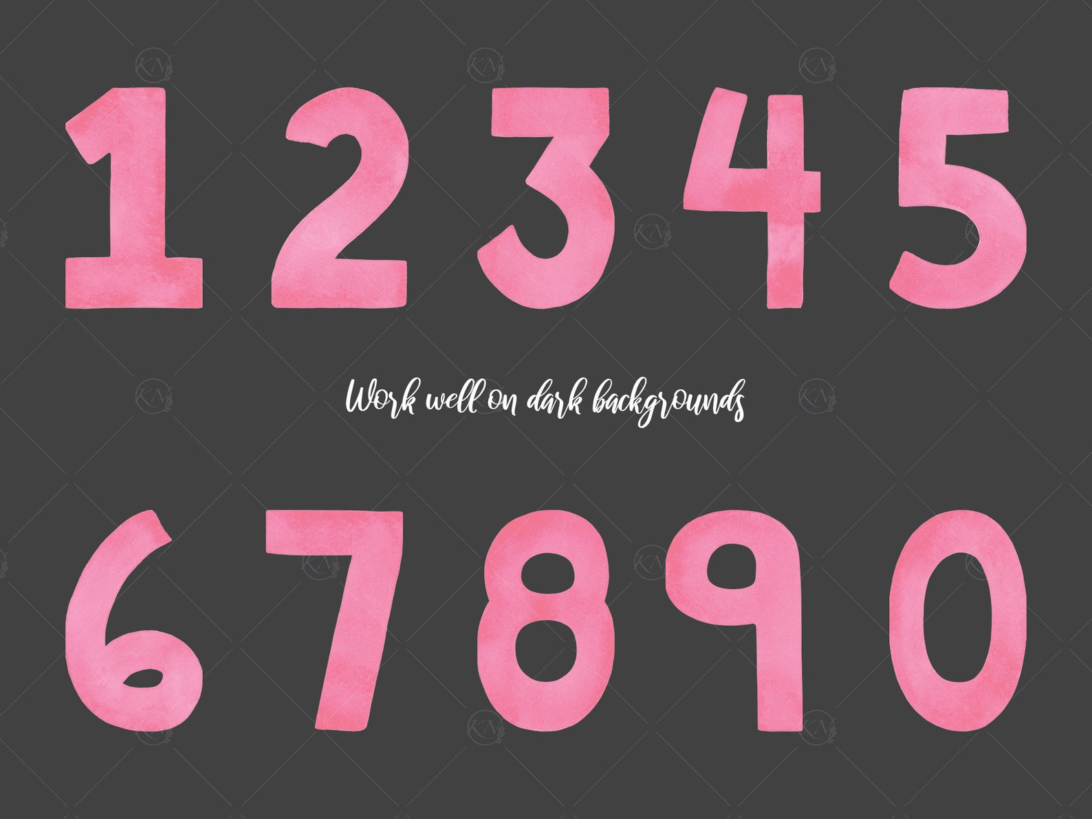 Pink Watercolor Numbers Clipart PNG Instant Download - Etsy