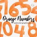 Orange Watercolor Numbers Clipart - PNG Instant Download - Number ...