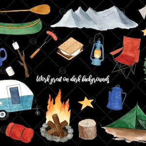 Watercolor Camping Clipart - PNG Instant Download - Tent - Camper ...