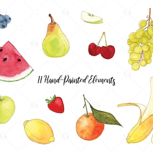 Watercolor Fruit Clipart – Fresh Summer Produce PNG (instant Download ...
