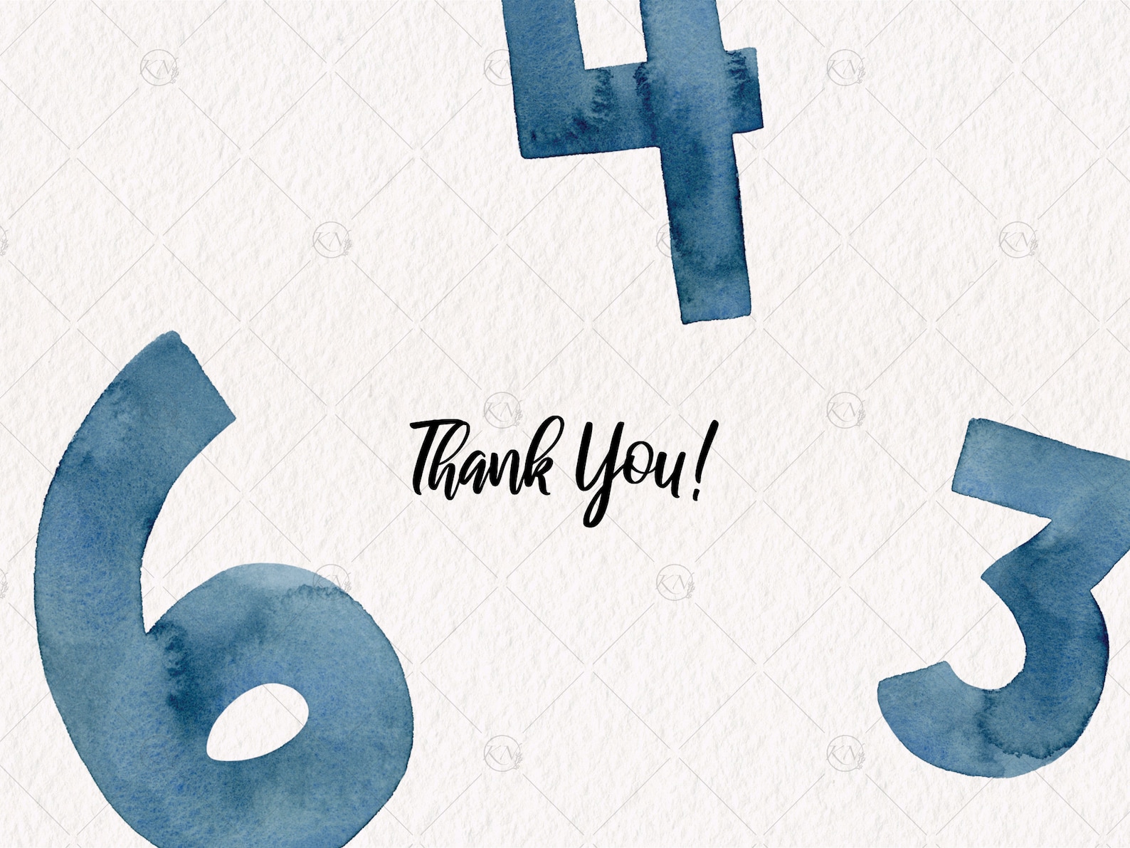 Indigo Watercolor Numbers Clipart - Hand-painted Graphics (PNG Digital ...