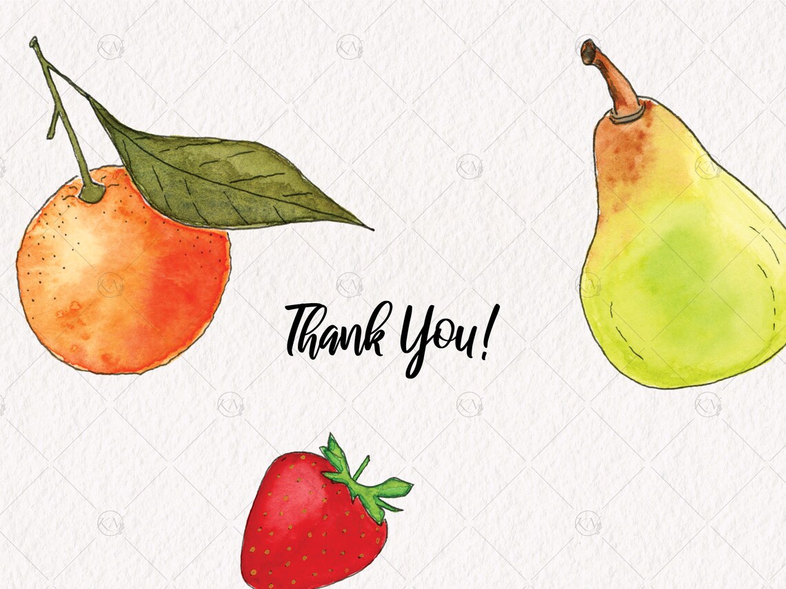 Watercolor Fruit Clipart – Fresh Summer Produce PNG (instant Download ...