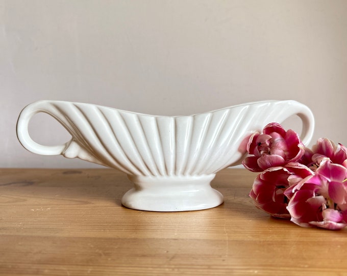 White Arthur Wood Mantle Vase, Constance Spry, Twin Handle, Vintage ...