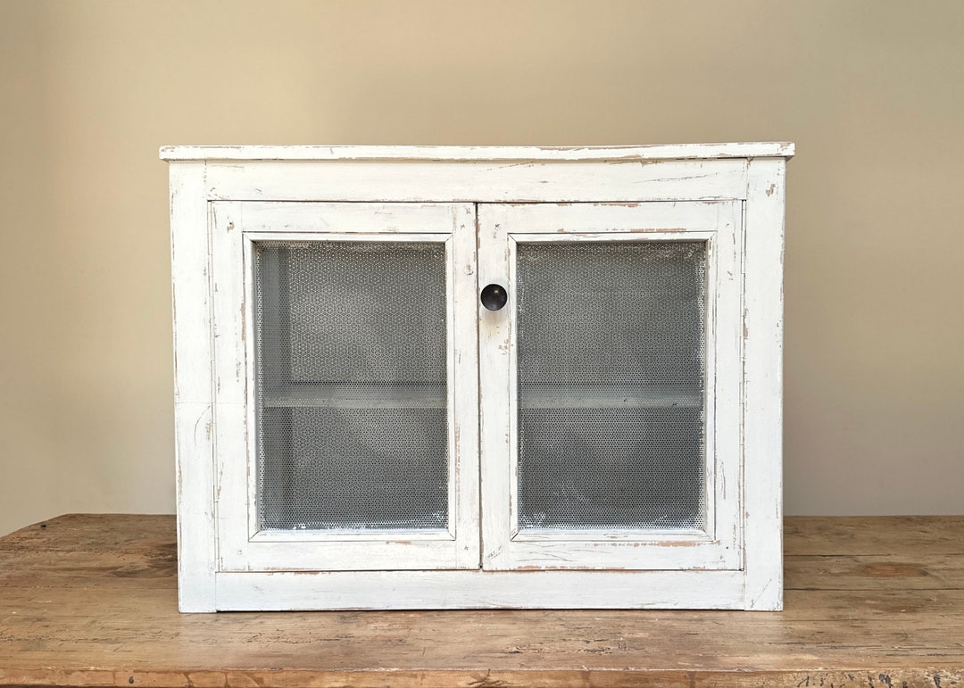 Rustic Wooden Food Safe, Antique Pantry Meat Safe, Zinc Mesh, Timeworn ...