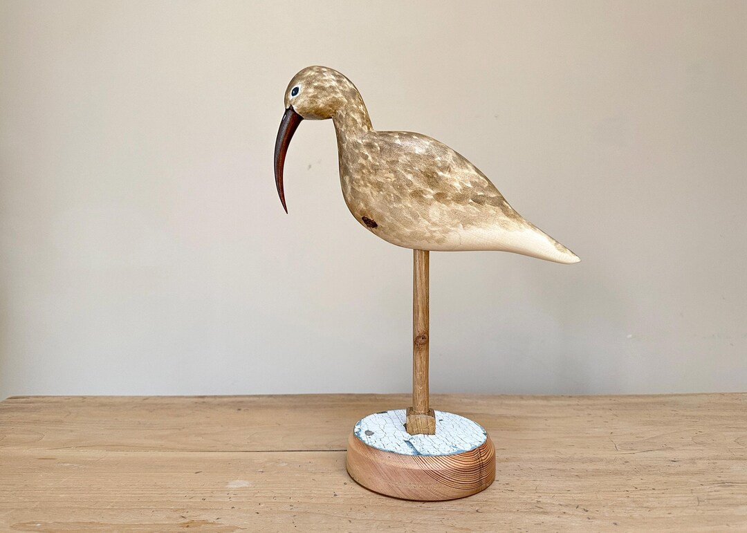 Hand Carved Curlew Sculpture, Bird, Painted Antique Wooden Decoy Duck ...