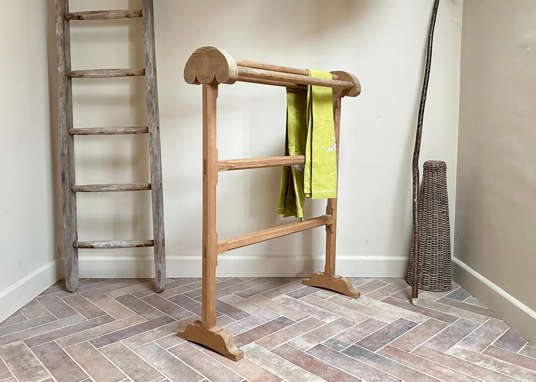 Antique Pine Towel Rail, Edwardian Clothes Airer, Drying Rack, Vintage ...