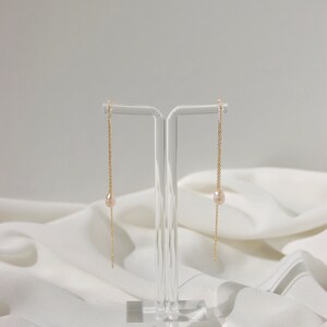 Invisible Clip on Earrings, Pearl Threader Earrings, Pearl Chain ...