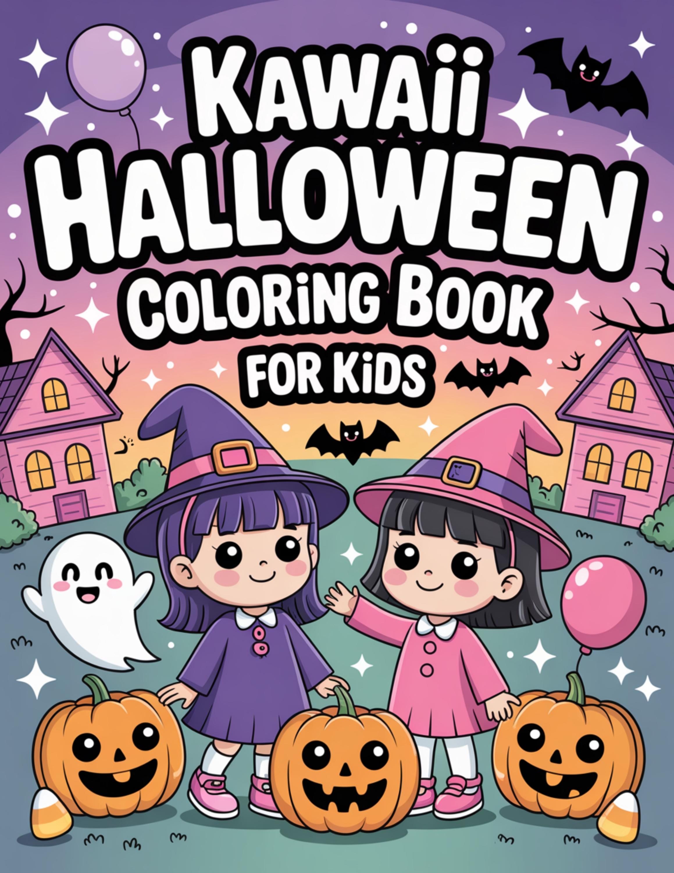Kawaii Halloween Colouring Book for Kids - Cute Printable Colouring ...