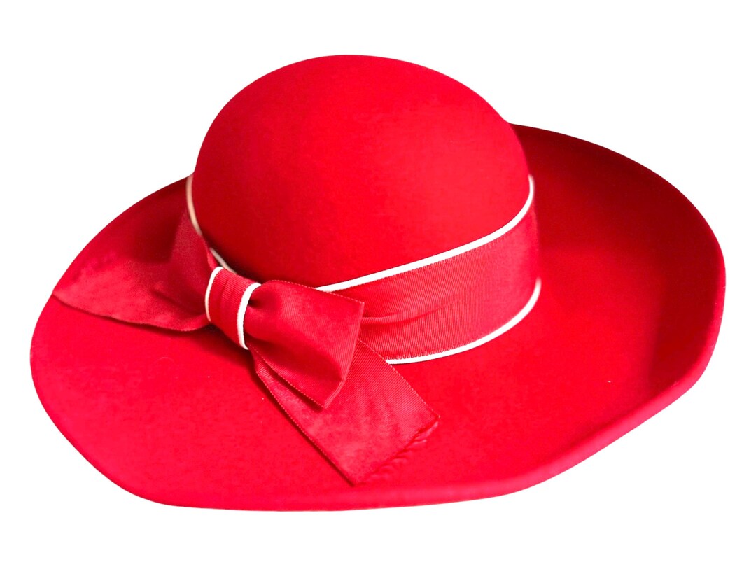 Michael Howard 80s Red Wool Hat With Bow. Satin Band. Vintage. Sz. 7 ...