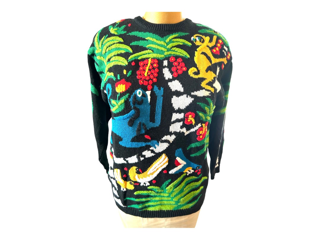 Jungle Monkeys 90s Sweater. Embroidered IB Diffusion Tropical Womens ...
