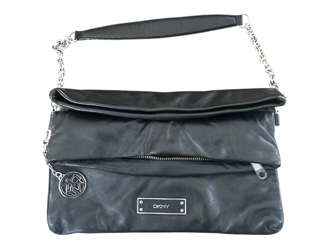 80s ORIGINAL DKNY Soft Black Leather Convertible Double Flap Shoulder Bag/clutch Purse. - Etsy