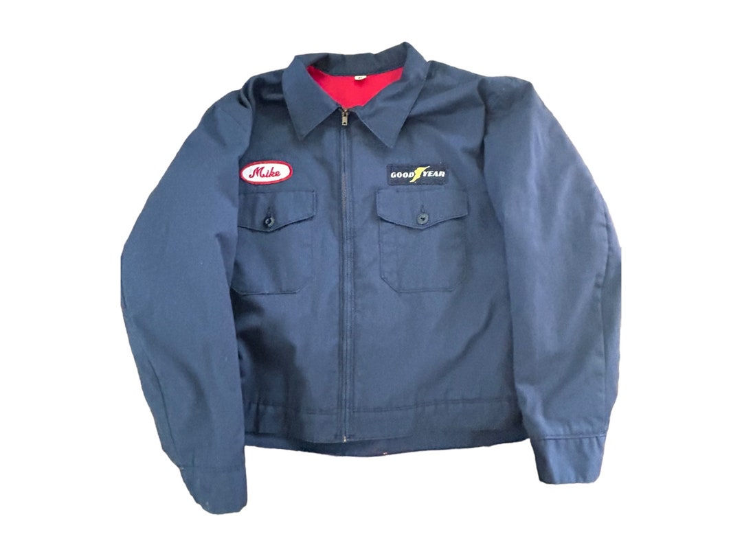 Goodyear 70s Jacket. Retro Vintage Mens Garage Mechanic Coat. Size 44 ...