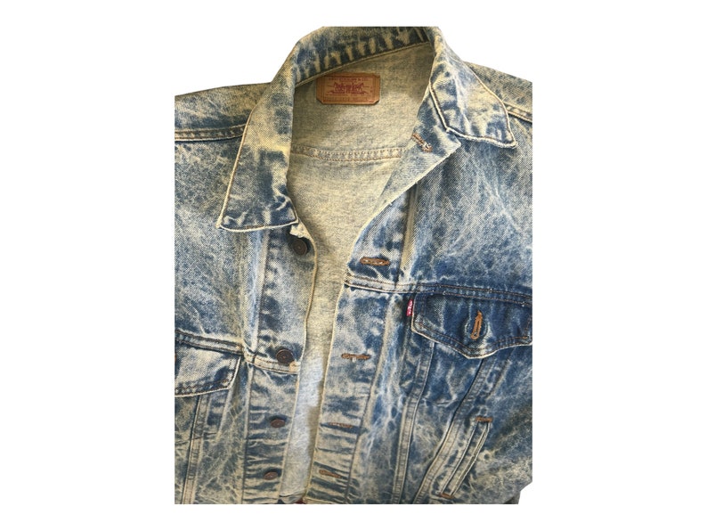 Levis Red Label Distressed Denim Jacket. Acid Washed. Size L 1980s ...