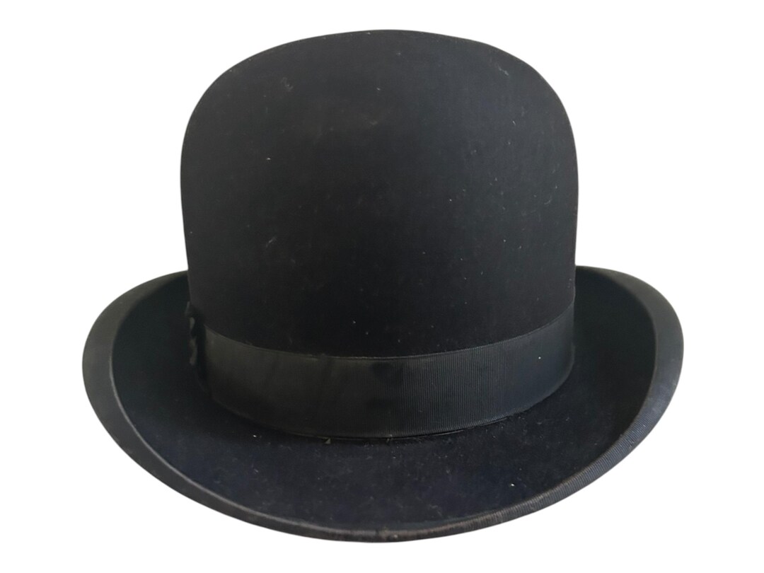1920s Stetson Derby Bowler Hat. Black Felt, With Satin Band. Brown ...