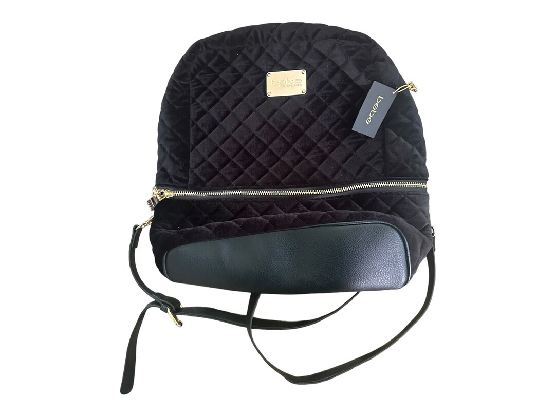 Bebe Backpack Quilted. Black Velvet. Never Used. Detachable Straps. New ...