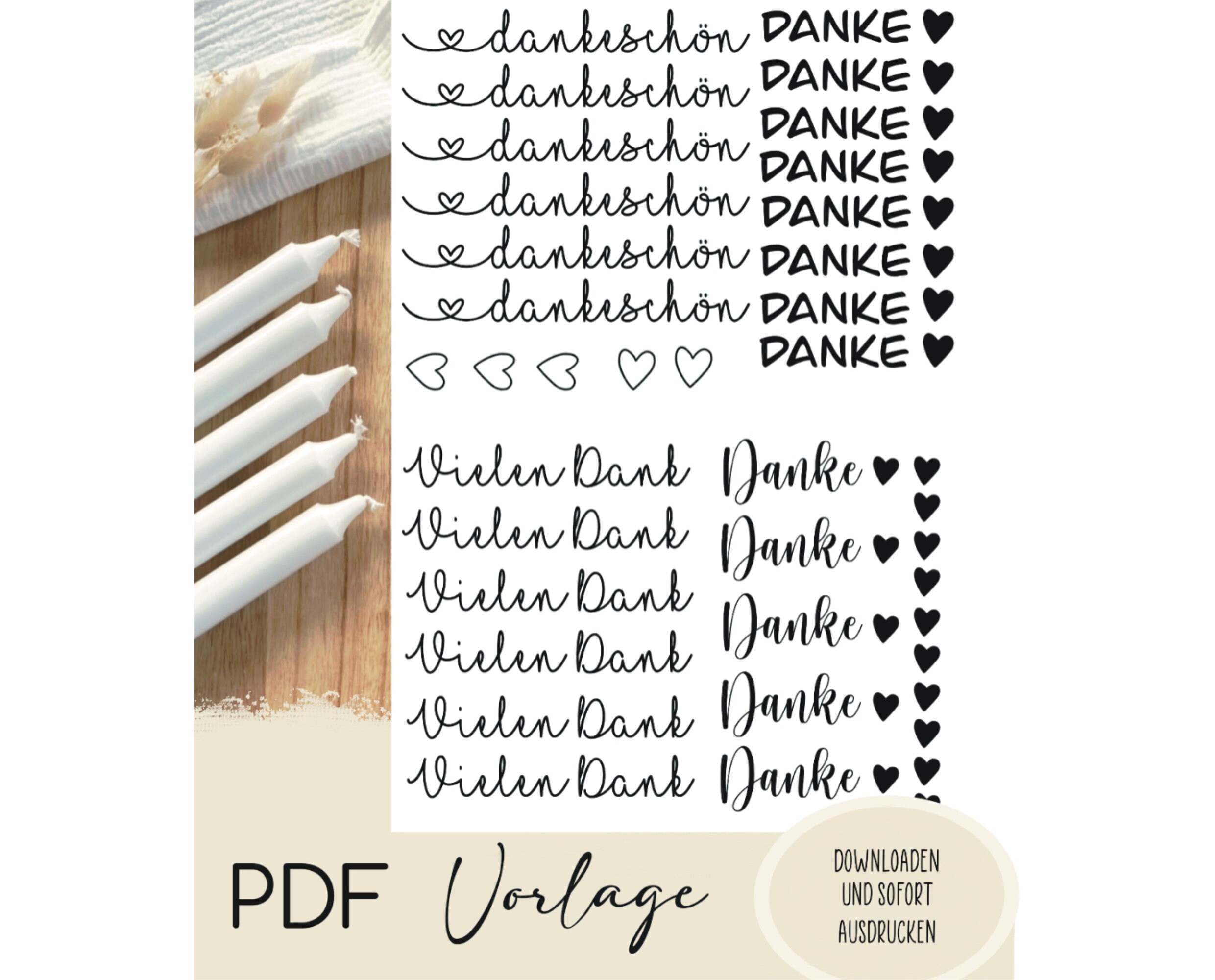 Danke PDF Vorlage Für Kerzentattoos Download - Etsy Ireland