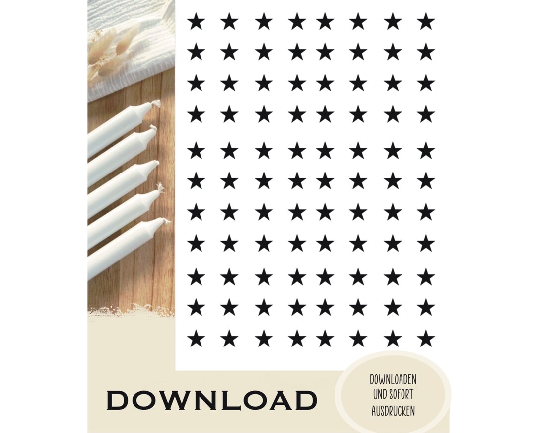 Stars PDF Template for Candle Tattoos Download - Etsy