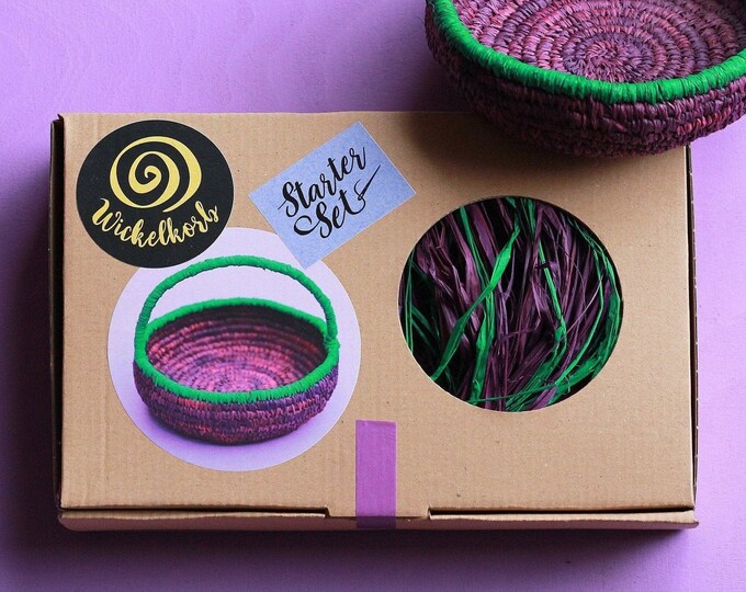Coil Basket Kit (grape) | DIY Basket Weaving Kit | Raffia Basket ...
