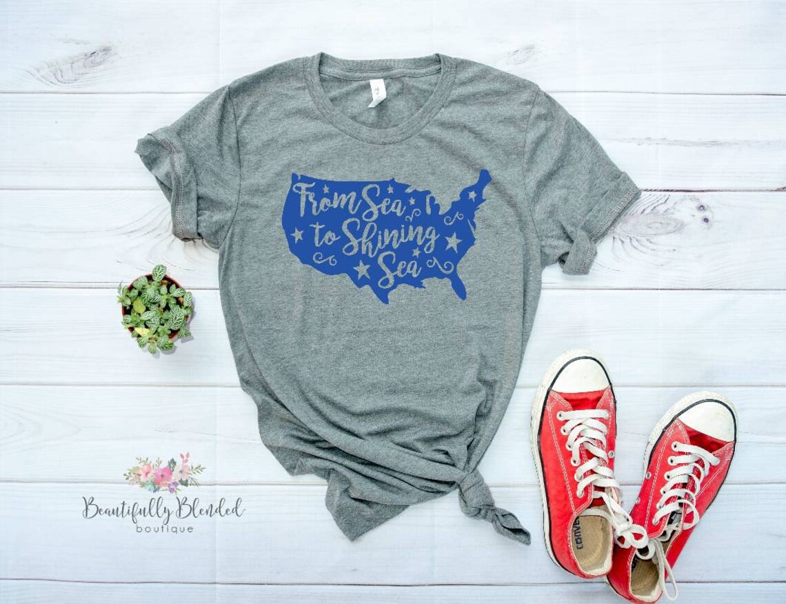 From Sea to Shining Sea, Fourth of July, Patriotic Tee, Red White Blue ...