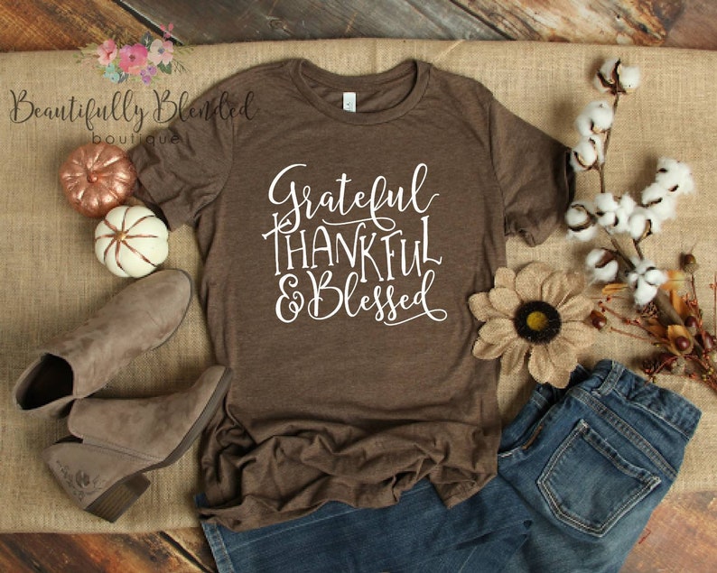Grateful Thankful Blessed Fall Tee Fall Raglan Thanksgiving - Etsy