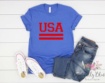 Merica Fourth of July Patriotic Tee Red White Blue T-shirt | Etsy