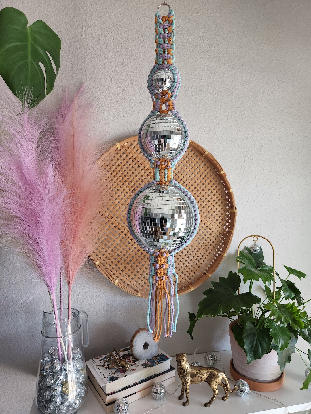 3 Tier Custom Macrame Disco Hanging Disco Spinner, Disco Decor, Disco ...