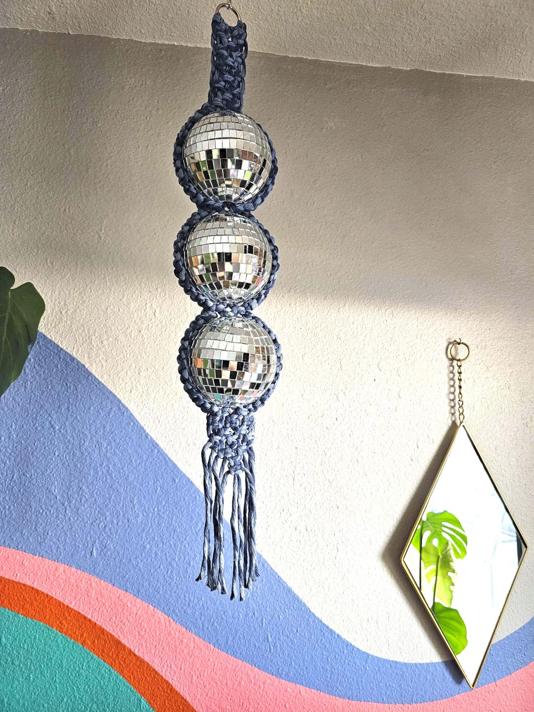 3 Tier Custom Disco Spinner, 444, Disco Decor, Disco Macrame, Mirror ...